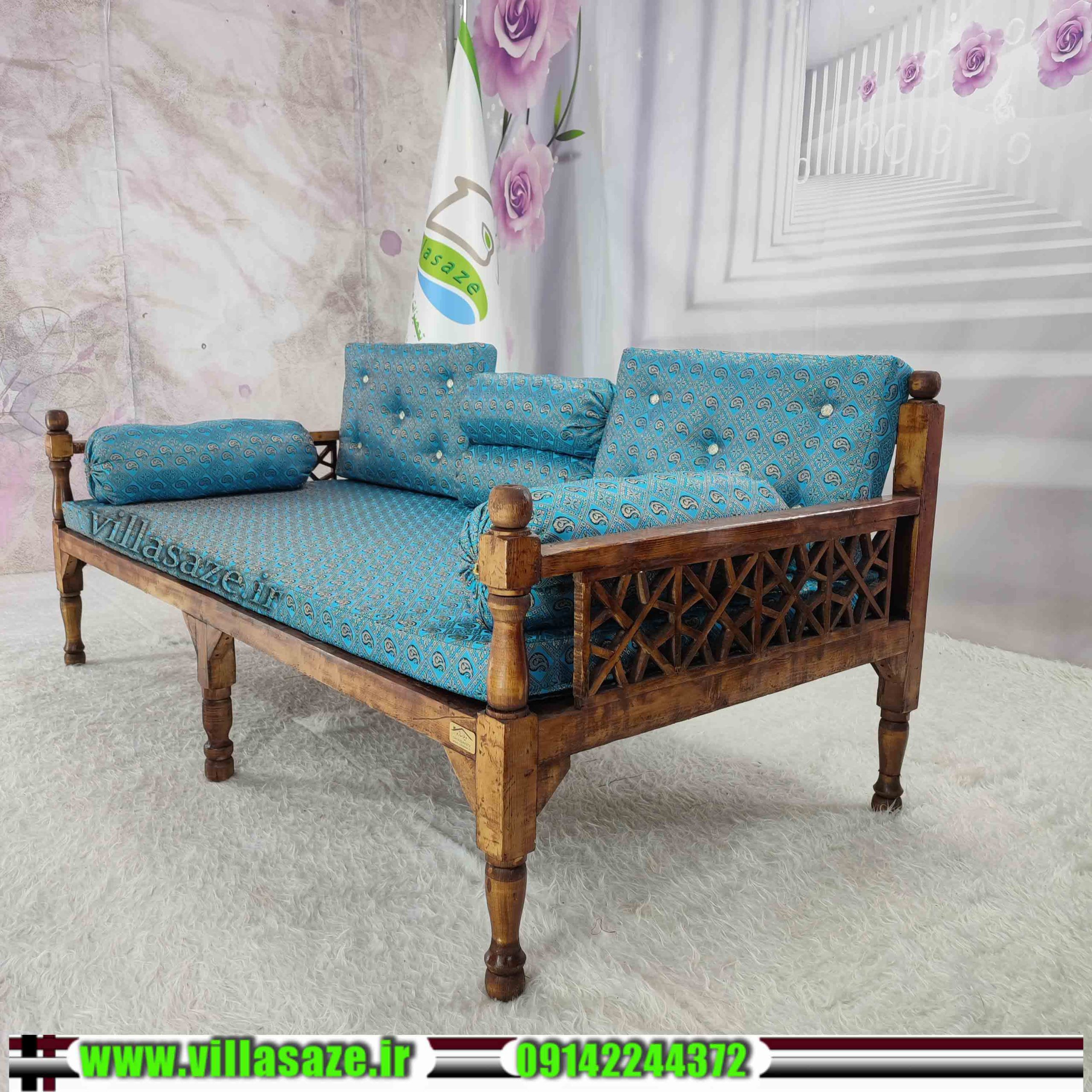 تخت ستی چوبی بدون مشبک با شاه نشین - فروشگاه اینترنتی ویلاسازه