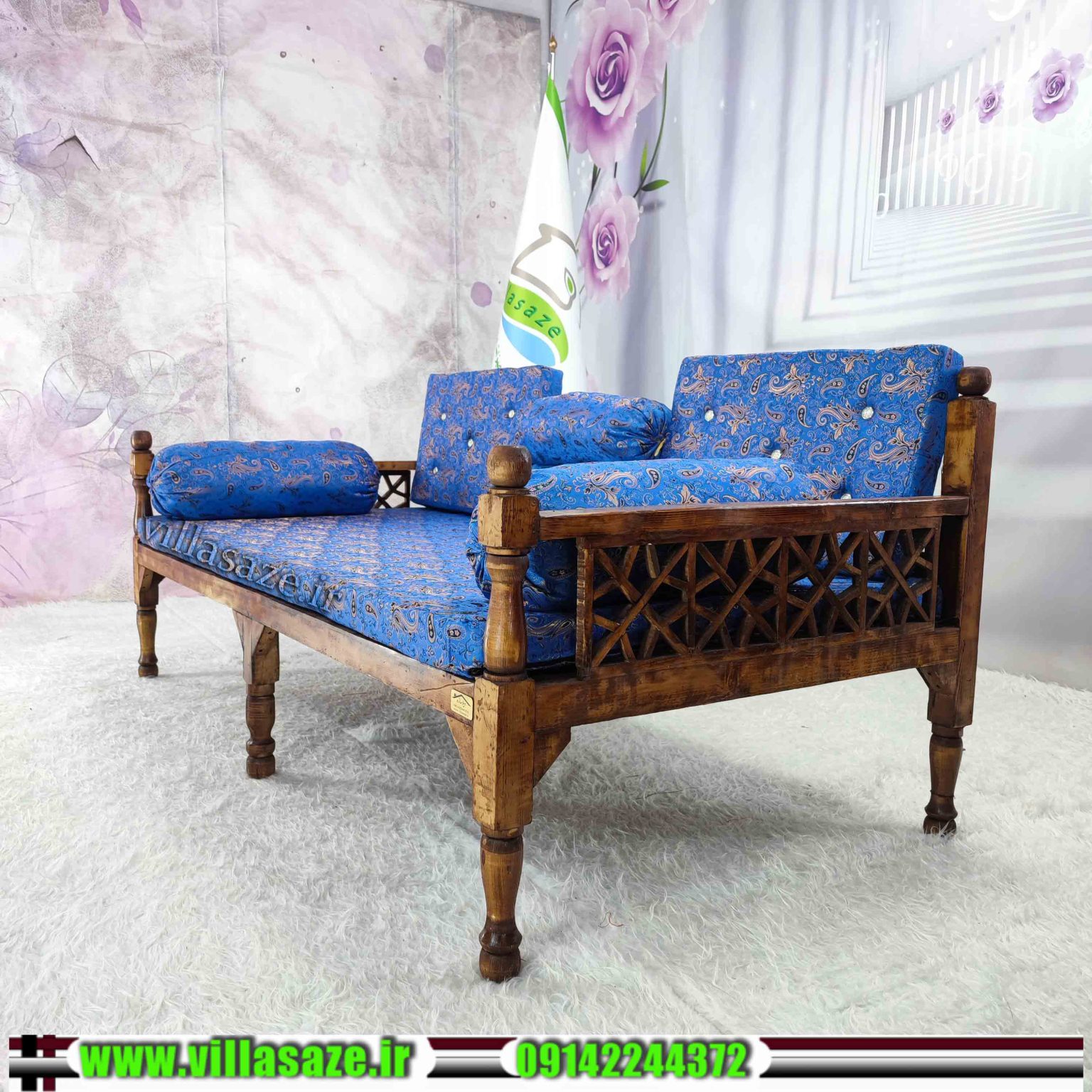 تخت ستی چوبی بدون مشبک با شاه نشین - فروشگاه اینترنتی ویلاسازه