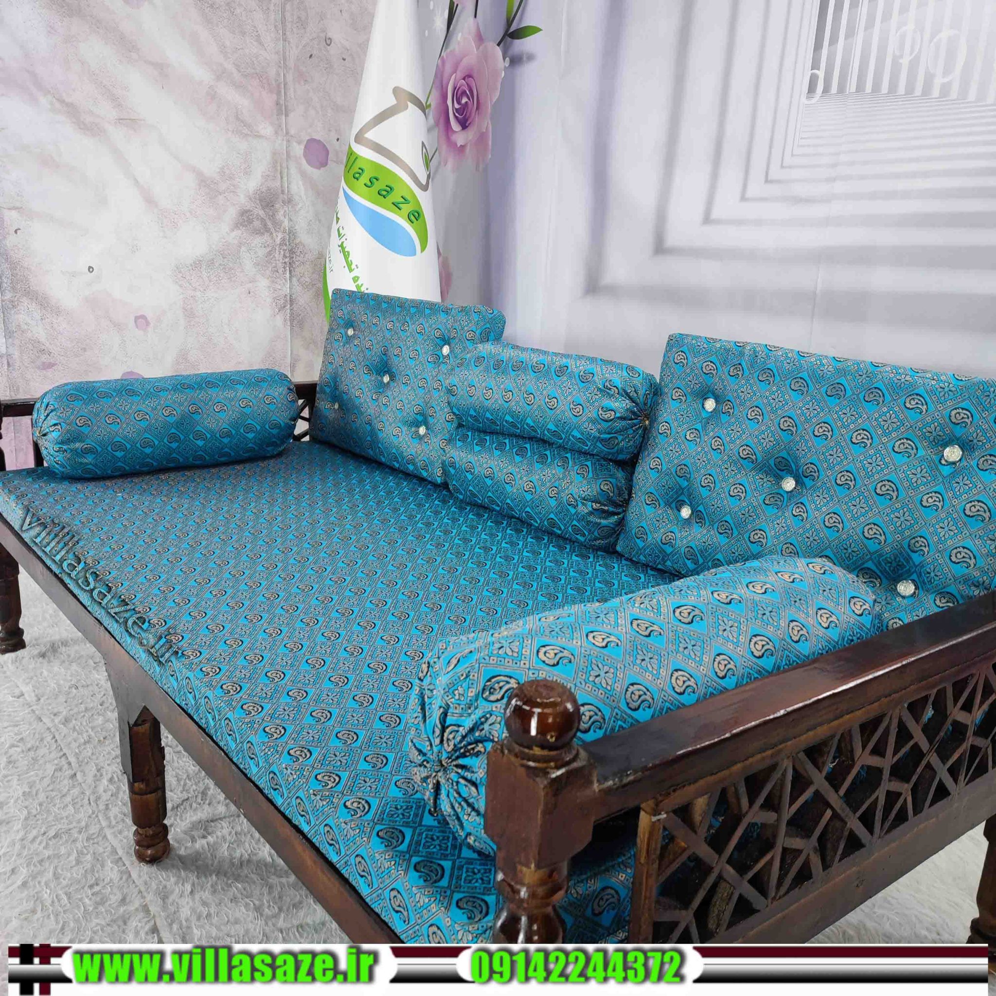 تخت چوبی سنتی با تشک شاه نشین - فروشگاه اینترنتی ویلاسازه